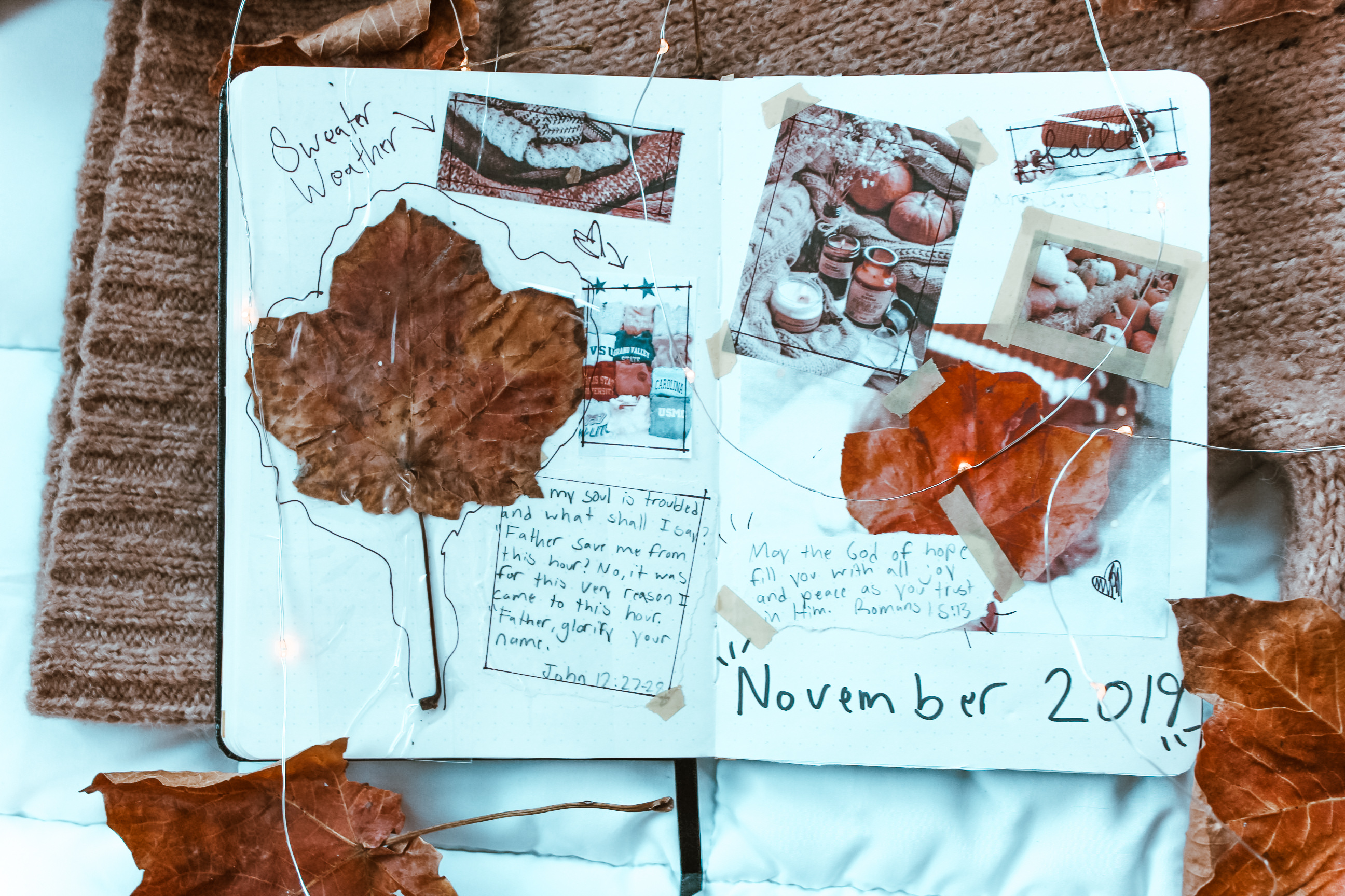November BUJO Spread + Free BUJO Printable – the striped plaid